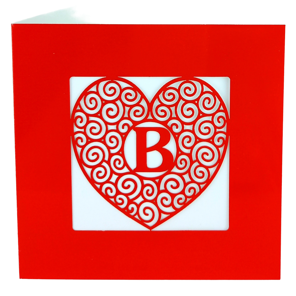 Personalised Letter B Valentine Card - LaserSister